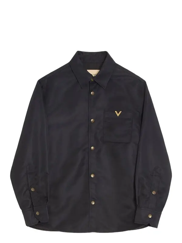 Valentino Garavani Nylon Shirt Jacket With Vgold - Black