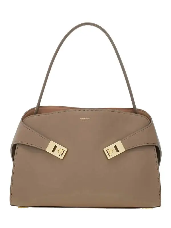 FERRAGAMO Hug Soft Medium Shoulder Bag - Gray