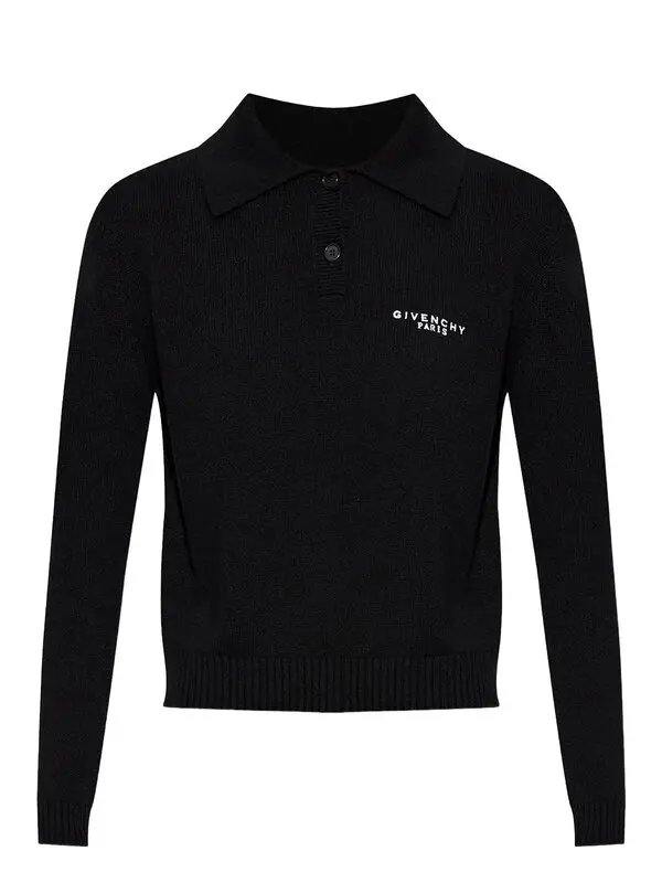 Givenchy Wool And Cashmere Polo Swater - Black