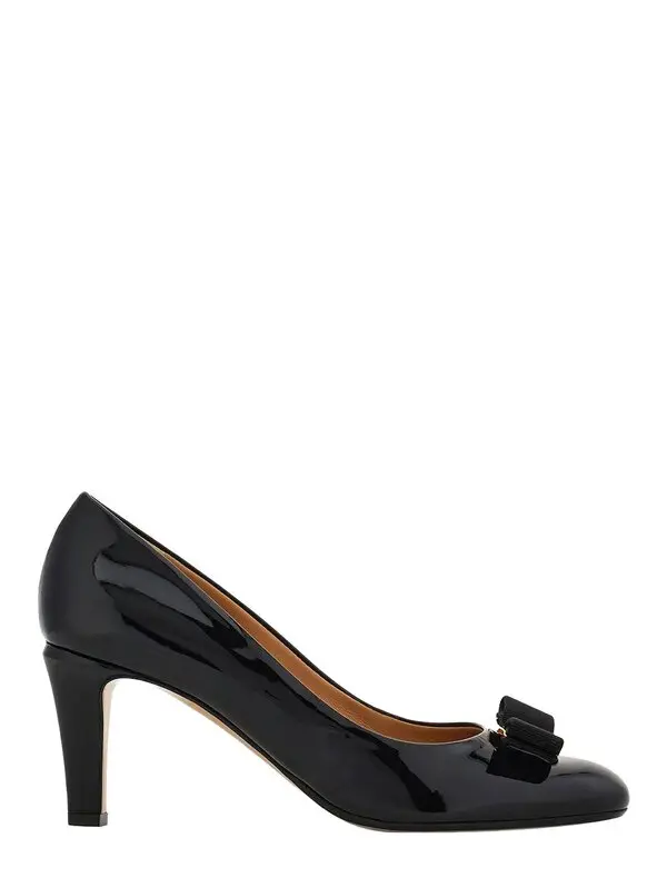 FERRAGAMO Carla 70 Naplak Vara Bow Pump - Black