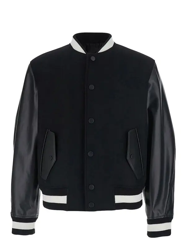 Givenchy Wool And Leather Varsity Jacket - Black