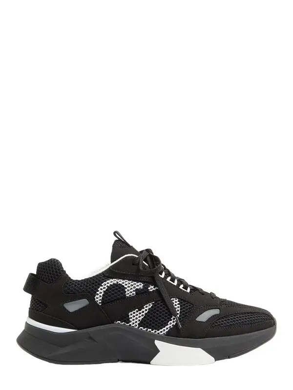 Valentino Garavani Demivee Sneakers In Mesh Fabric With Suede Inserts - Black