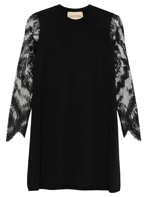 Valentino Garavani Lace-sleeve Mini Dress - Black