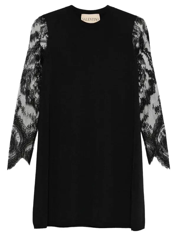 Valentino Garavani Lace-sleeve Mini Dress - Black
