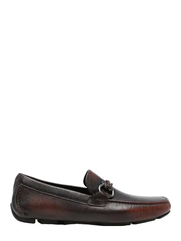 FERRAGAMO Front4 Sfumato Leather Driver Loafers - Brown