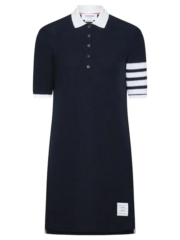 Thom Browne 4-bar Cotton Piqué Polo Dress - Blue