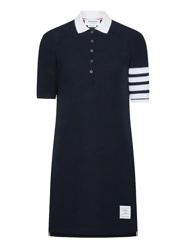 Thom Browne 4-bar Cotton Piqué Polo Dress - Blue