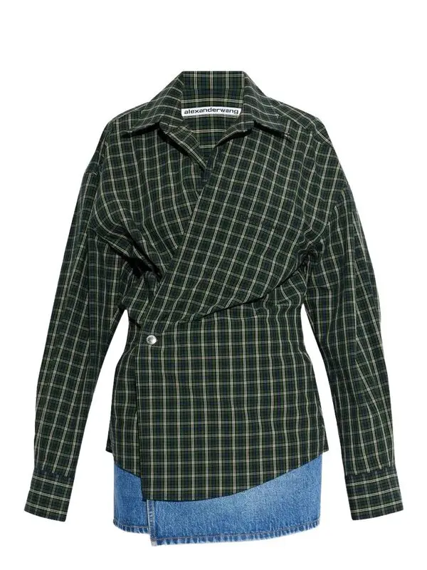Alexander Wang Plaid Wrap Dress - Green