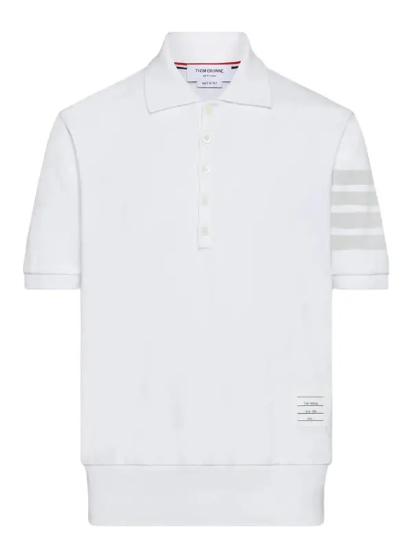 Thom Browne 4-bar Cotton Piqué Polo Shirt - White