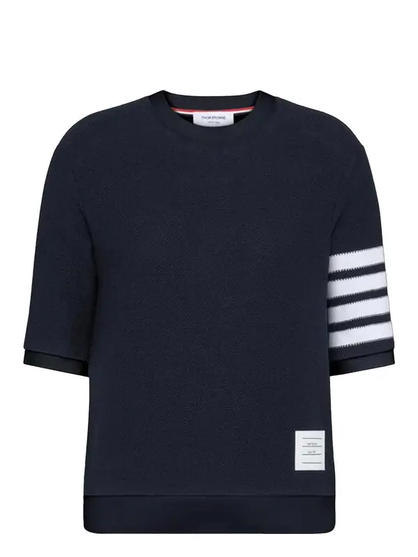 Thom Browne Textured Cotton Piqué 4-bar T-shirt - Blue