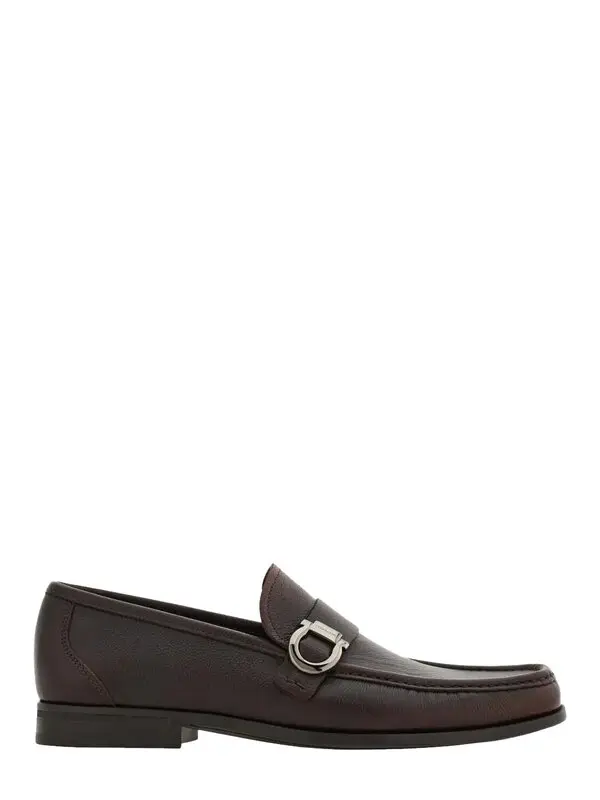FERRAGAMO Caspian Leather Loafers - Brown