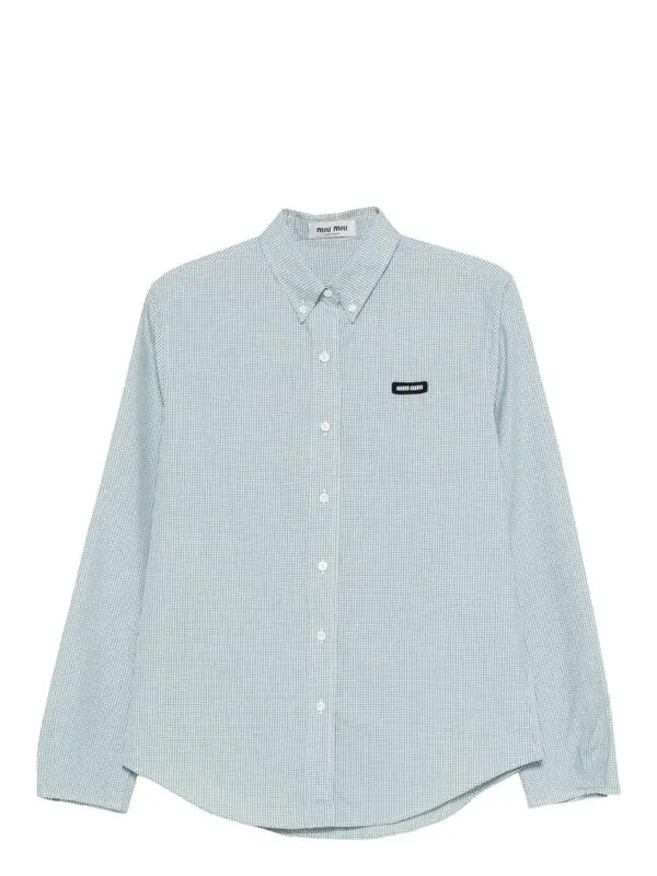 Miu Miu Check Pattern Poplin Shirt - Green