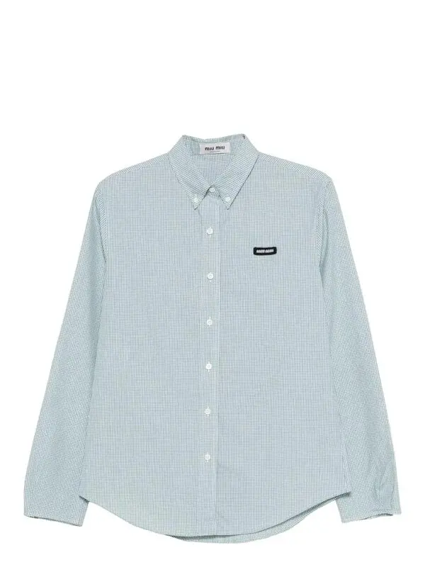Miu Miu Check Pattern Poplin Shirt - Green