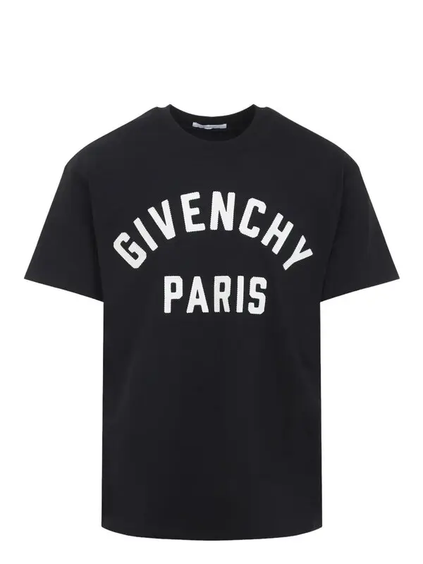 Givenchy Paris Embroidery Cotton T-shirt - Black