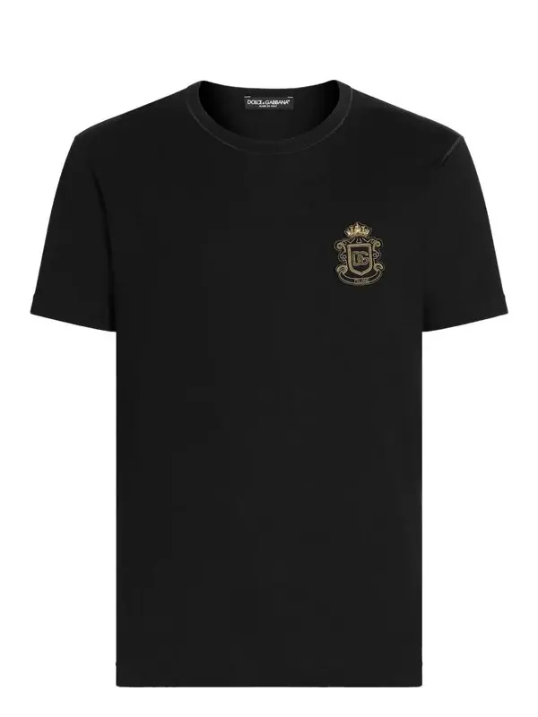 Dolce & Gabbana Cotton T-shirt With Logo Crest - Black
