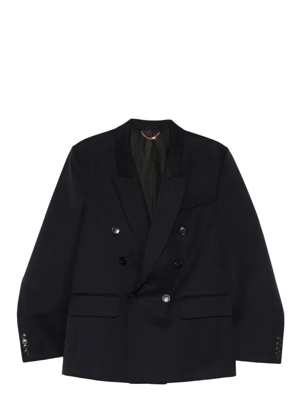 Victoria Beckham Double-breasted Wool Tailored Jacket - Blue