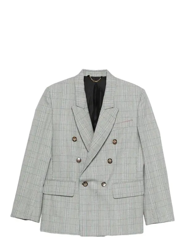 Victoria Beckham Check Wool Double-breasted Tailored Jacket - Gray