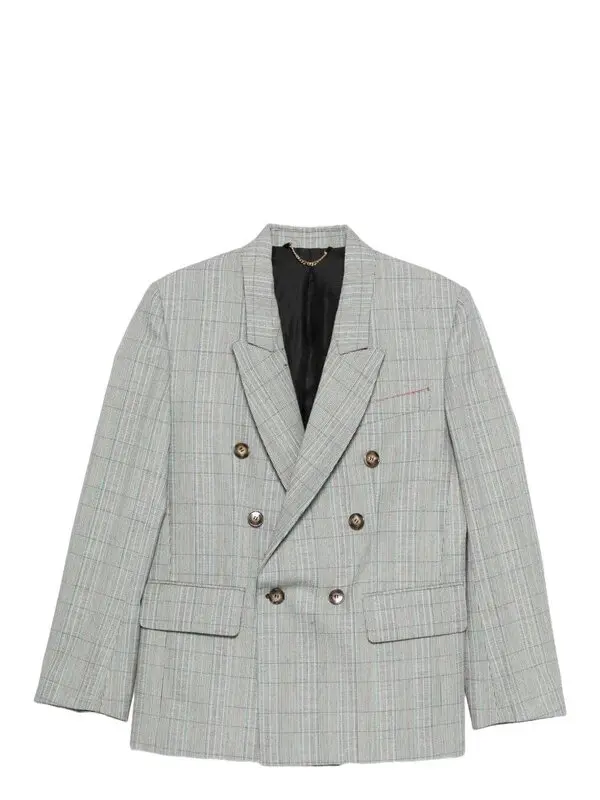 Victoria Beckham Check Wool Double-breasted Tailored Jacket - Gray