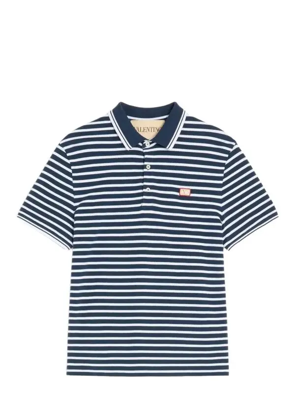 Valentino Garavani Cotton Piqué Polo With Vlogo Patch - Blue