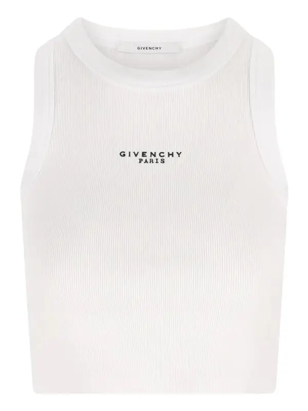 Givenchy Cotton Cropped Tank Top With Paris Print - White