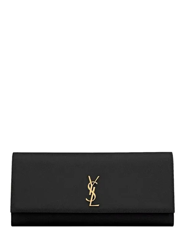 Saint Laurent Kate Clutch In Grain De Poudre Leather - Black