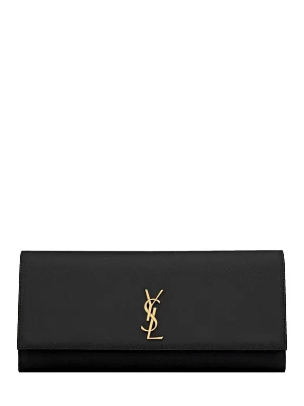 Saint Laurent Kate Clutch In Grain De Poudre Leather - Black