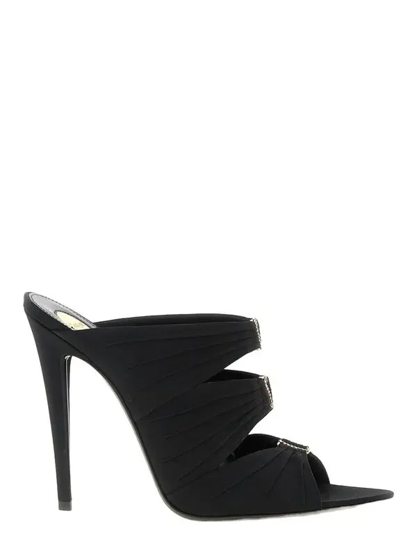 Saint Laurent Emilie 110 Satin Crepe Mules - Black