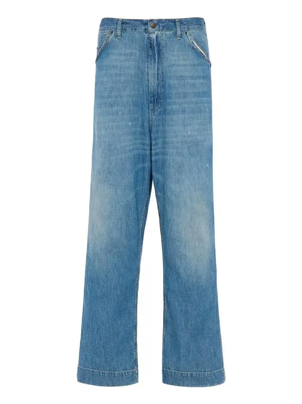 MAISON MARGIELA Cotton Wide Leg Jeans - Blue
