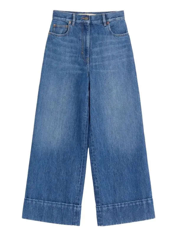 Valentino Garavani Wide Leg Denim Trousers - Blue