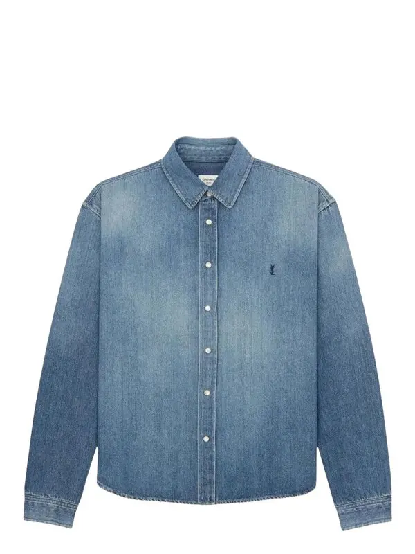 Saint Laurent Cassandre Shirt In Denim - Blue