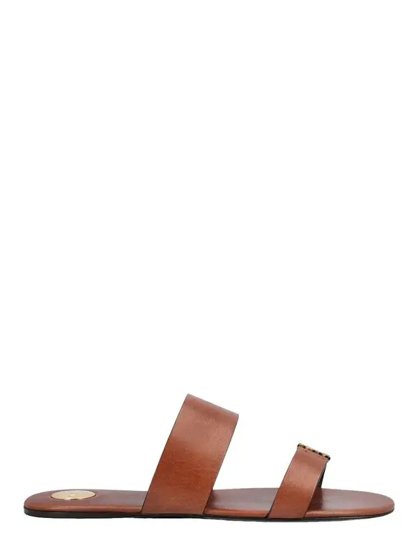 Saint Laurent Babylone Slides In Smooth Leather - Brown