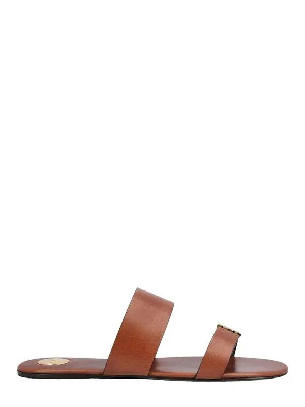 Saint Laurent Babylone Slides In Smooth Leather - Brown