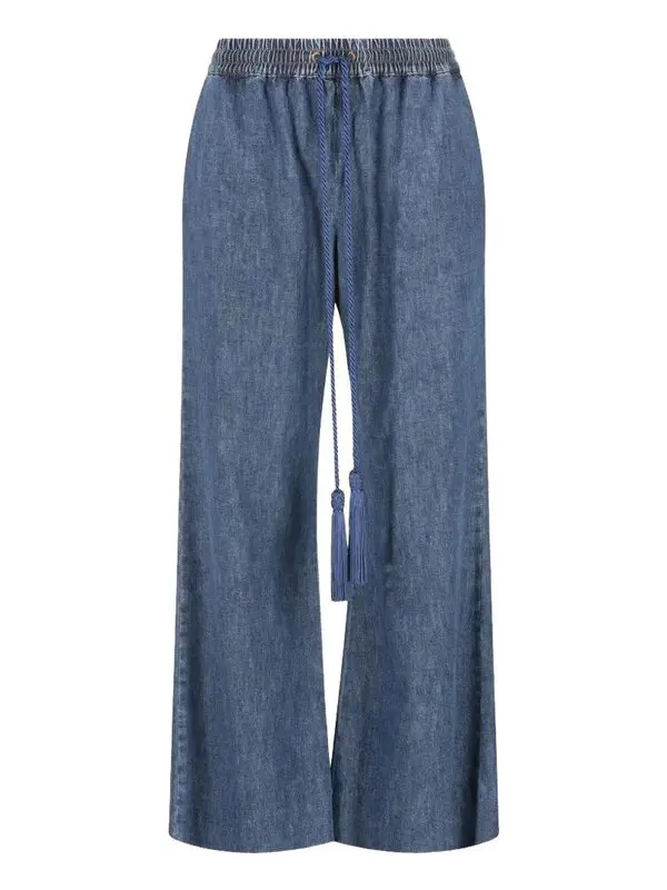 Valentino Garavani Wide-leg Jeans With Tassel Detail - Blue