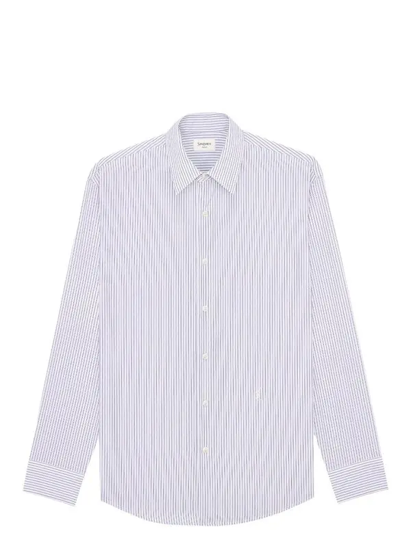 Saint Laurent Striped Cotton Poplin Cassandre Shirt - Black