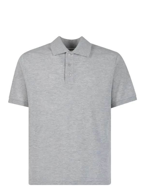Saint Laurent Cassandre Embroidery Cotton Blend Polo Shirt - Gray