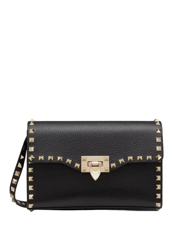 Valentino Garavani Rockstud Small Garnet Calfskin Crossbody Bag - Black