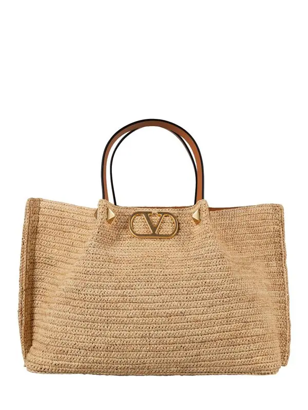Valentino Garavani Medium Raffia Handbag With Pouch - Multicolor