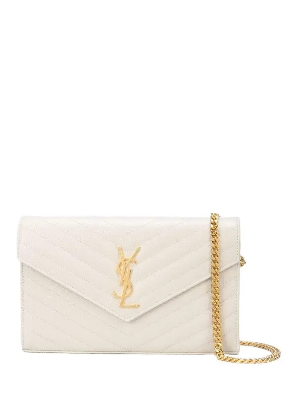 Saint Laurent Classic Cassandre Chain Wallet In Grain De Poudre Leather - Multicolor