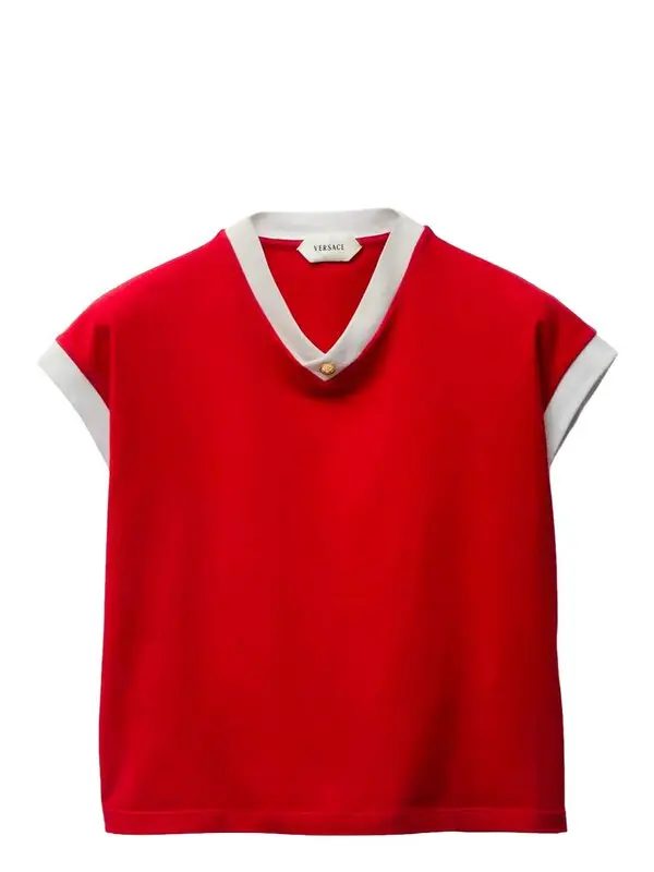 Versace T-shirt In Stretch Jersey Di Cotone - Red