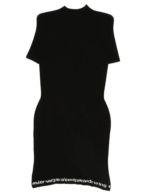 Alexander Wang Ribbed Short-sleeve Fitted Dress - Black