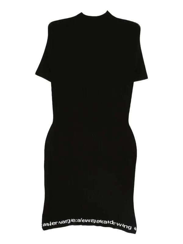 Alexander Wang Ribbed Short-sleeve Fitted Mini Dress - Black