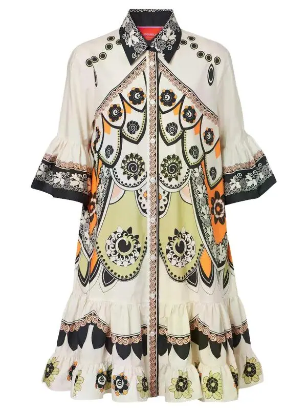 La DoubleJ Plume Placée Choux Mini Dress - White