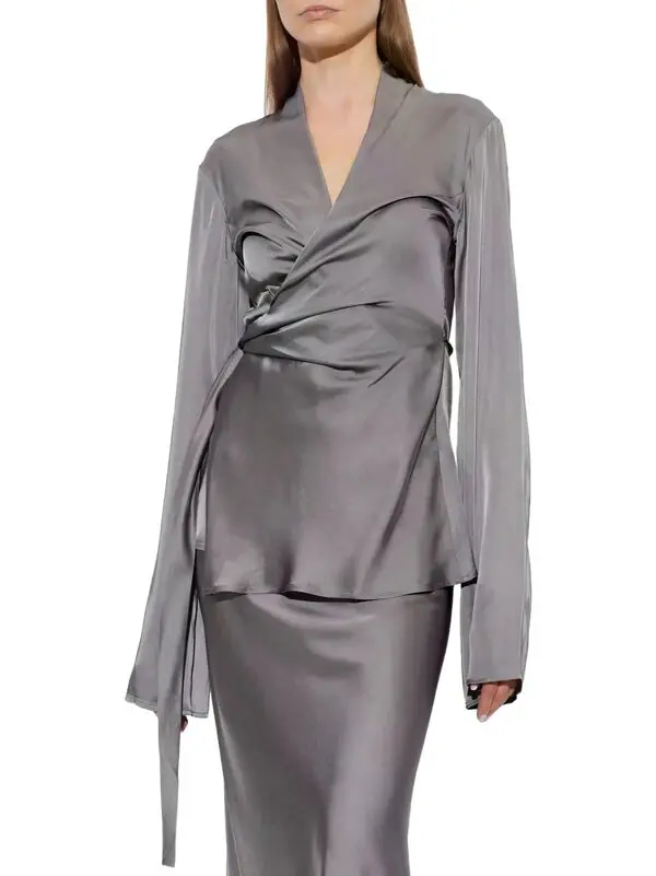 Rick Owens Laura Ls Wrap-style Long-sleeve Top - Grey