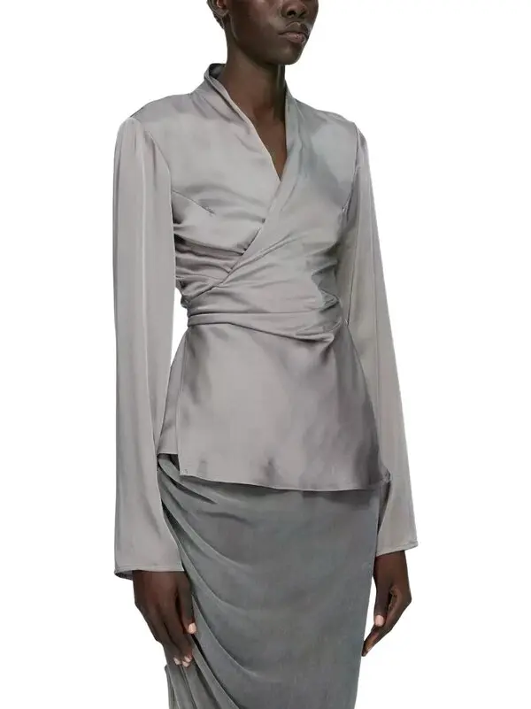 Rick Owens Laura Ls Wrap-style Long-sleeve Top - Grey