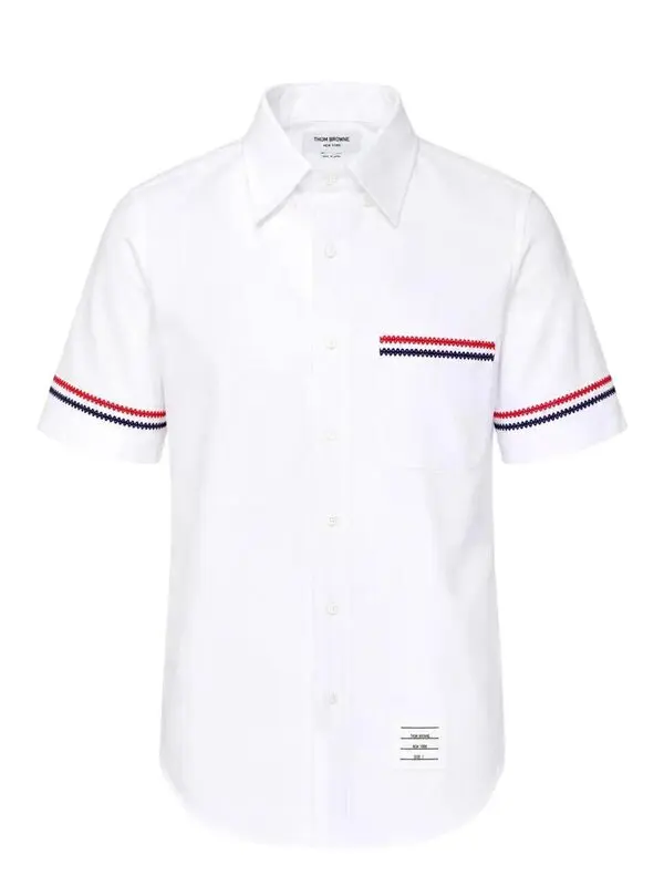 Thom Browne Rwb-stripe Short-sleeve Shirt - White
