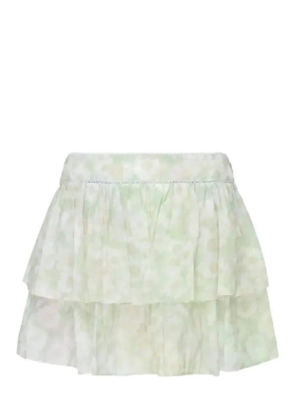 Stella McCartney Floral-print Tiered Mini Skirt - Green