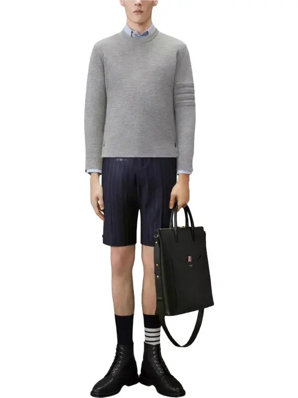 Thom Browne Milano Stitch 4-bar Bomber Pullover - Grey
