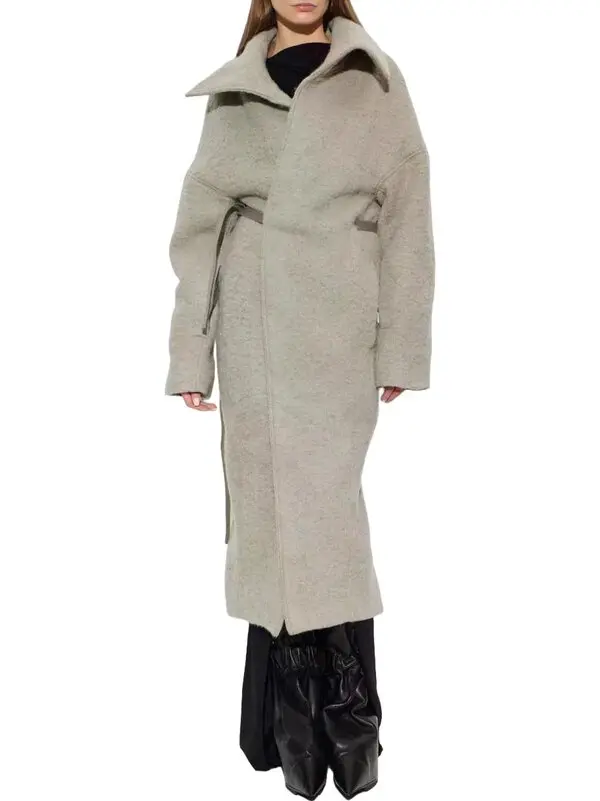 Rick Owens Belted Oversized-collar Coat - Grey