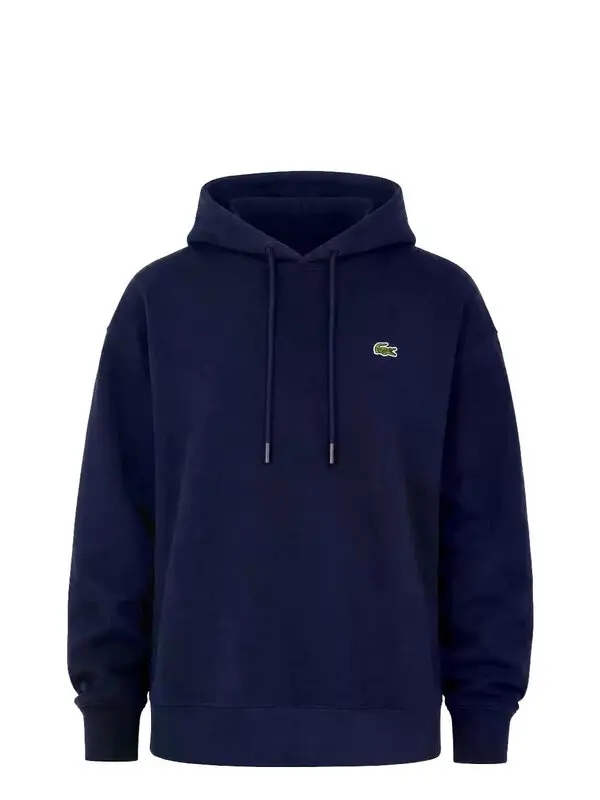 Lacoste Logo-patch Drawstring Hoodie - Blue