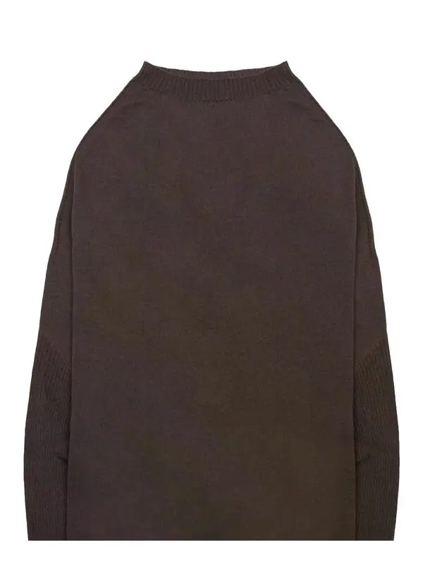 Rick Owens Ls Crater Ribbed-knit Panelled Sweater - Brown